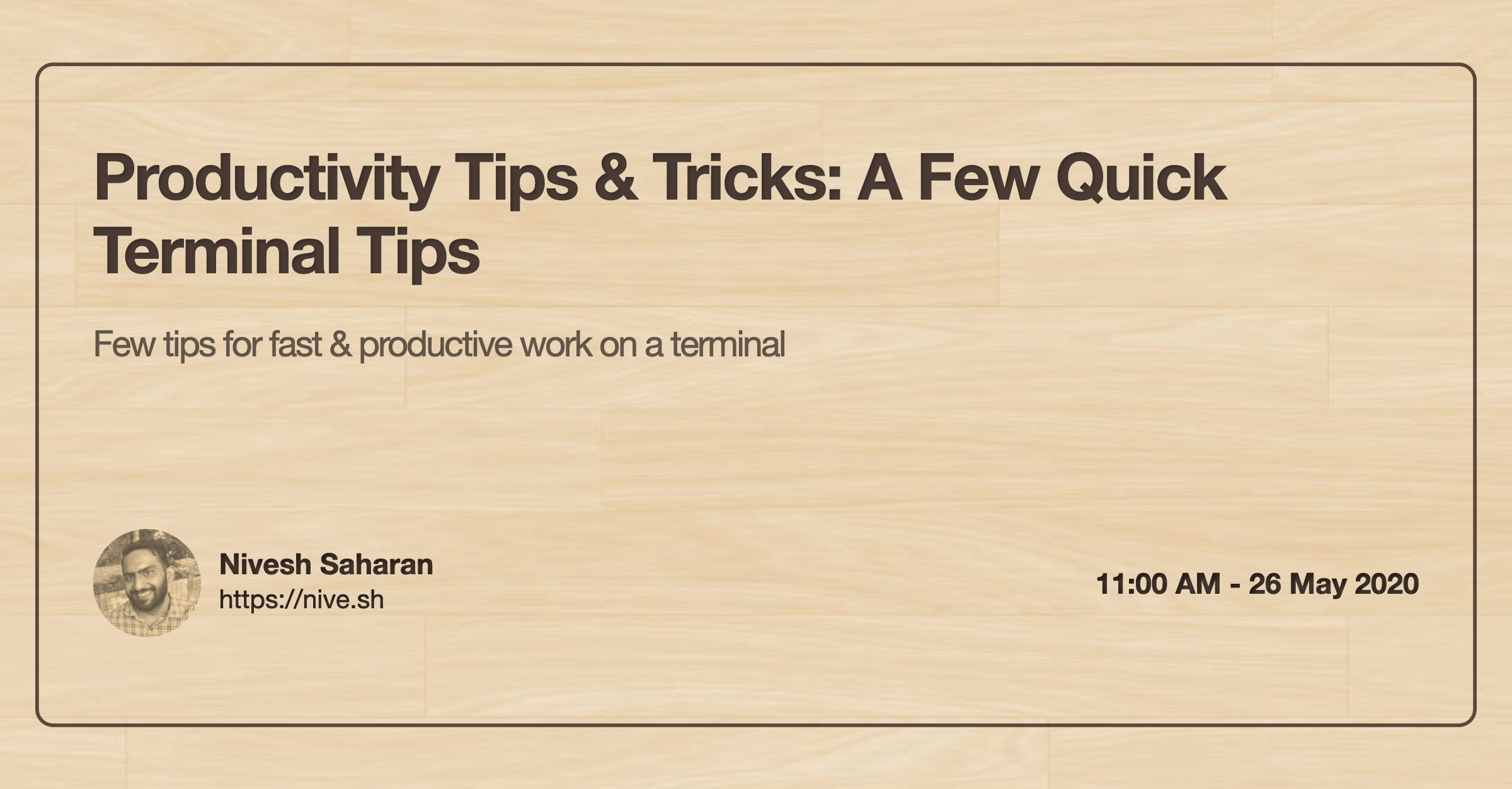 A Few Quick Terminal Tips - Nivesh